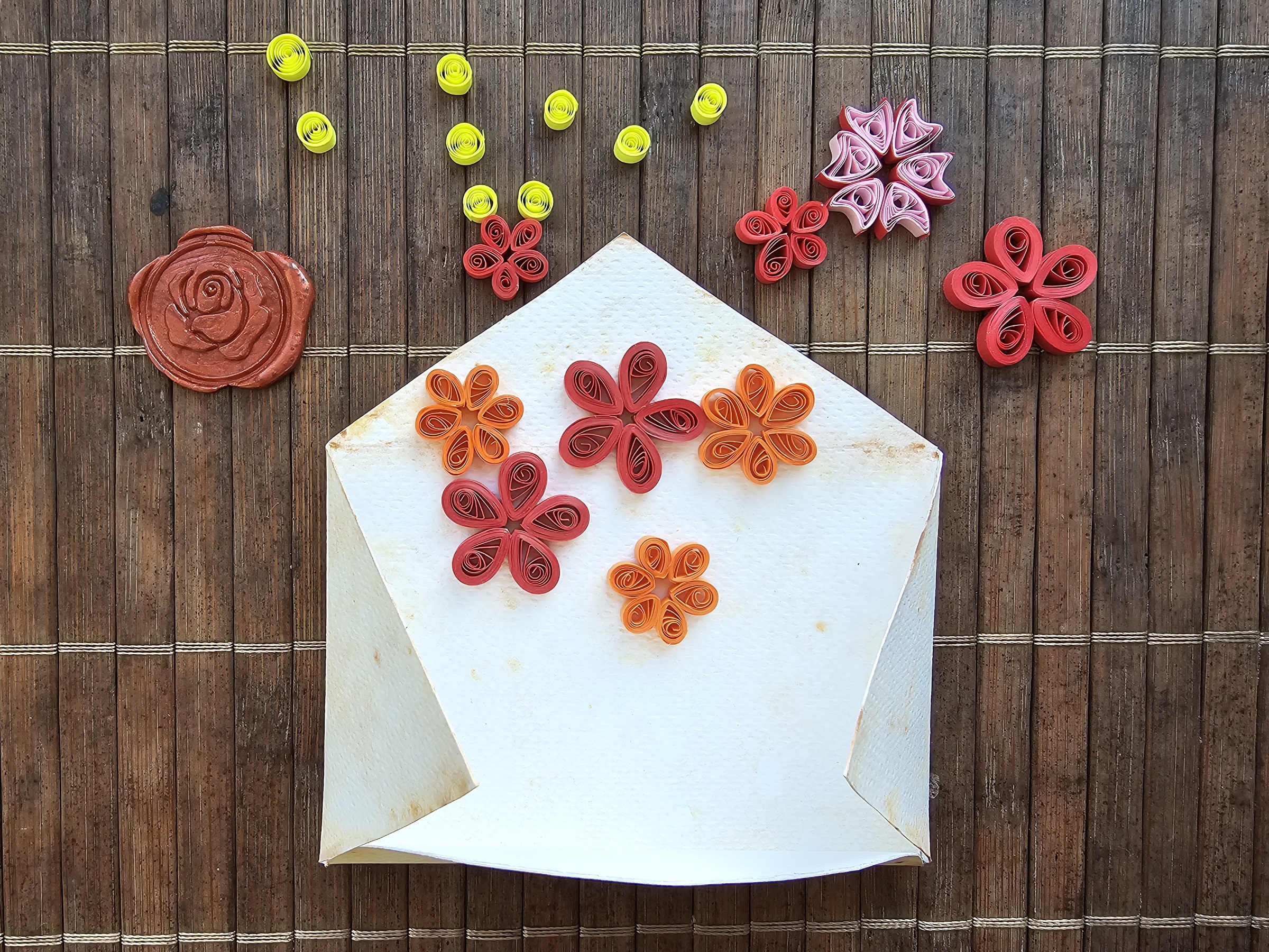 DIY Handmade Card – Envelope With Quilled Flowers – Alphe's Corner