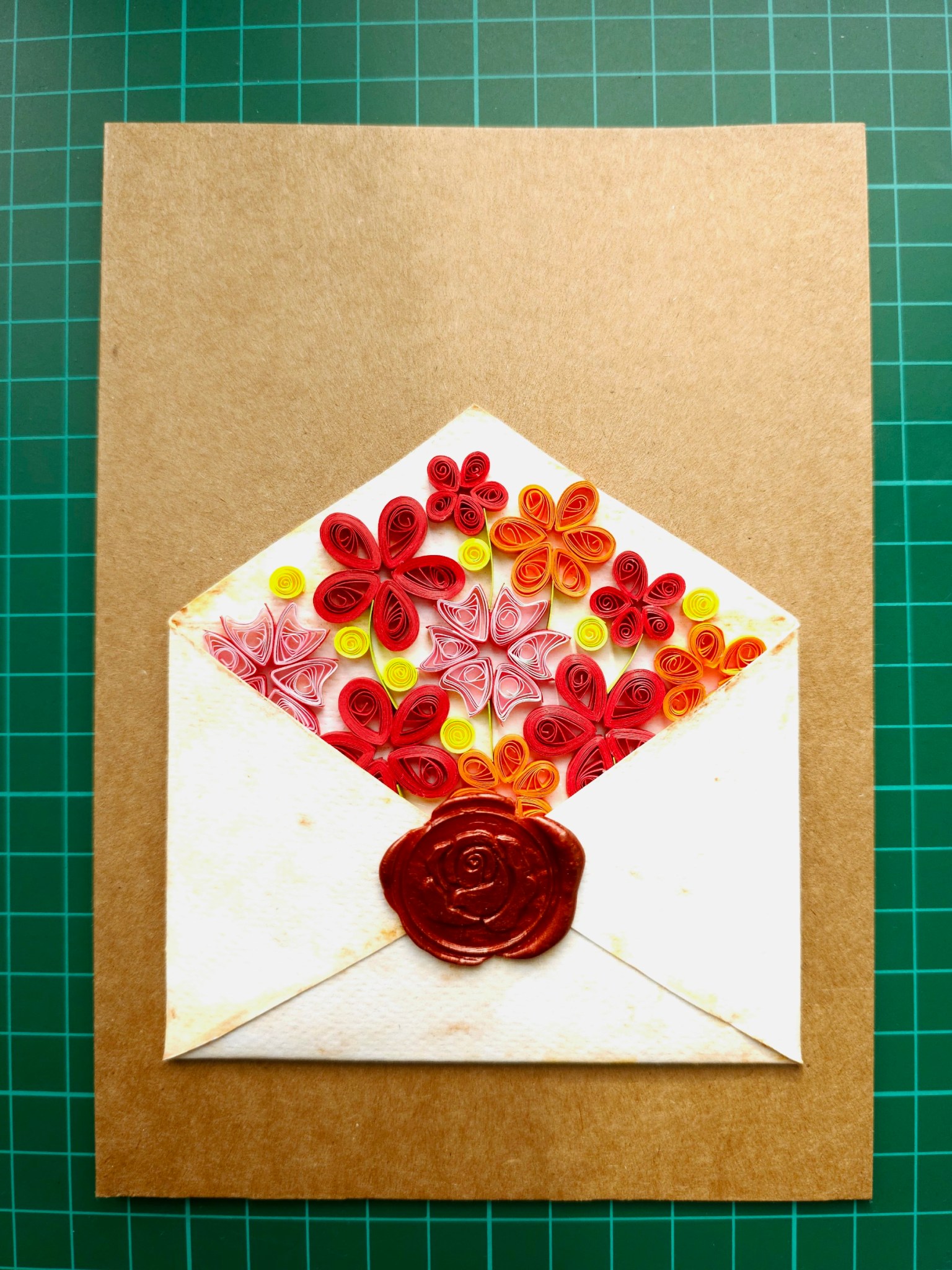 DIY Handmade Card – Envelope With Quilled Flowers – Alphe's Corner