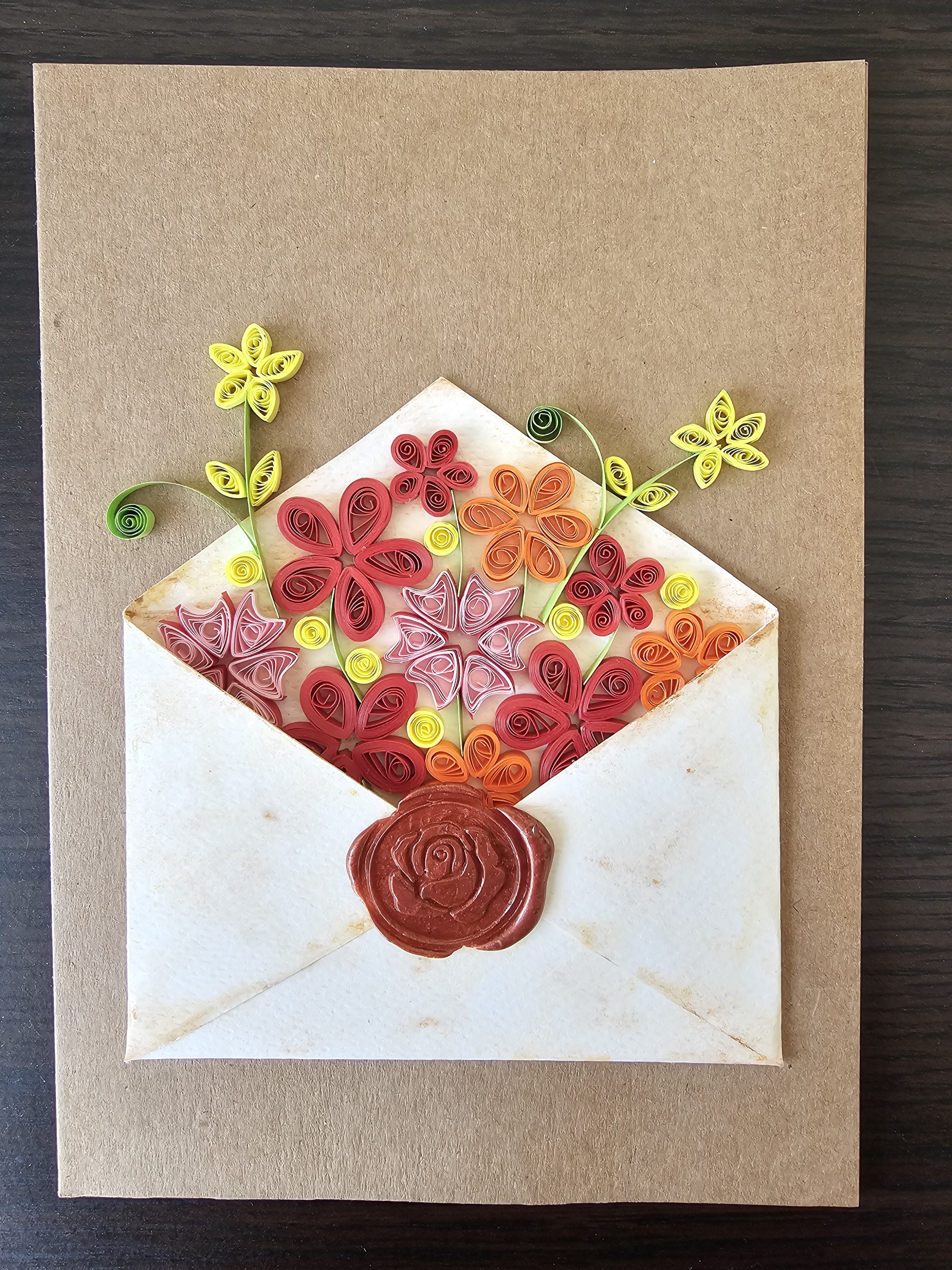 DIY Handmade Card – Envelope With Quilled Flowers – Alphe's Corner