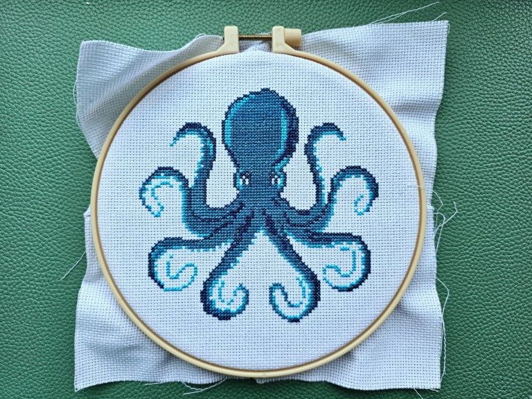 DIY Cross Stitch Kit – Blue Octopus – Alphe's Corner