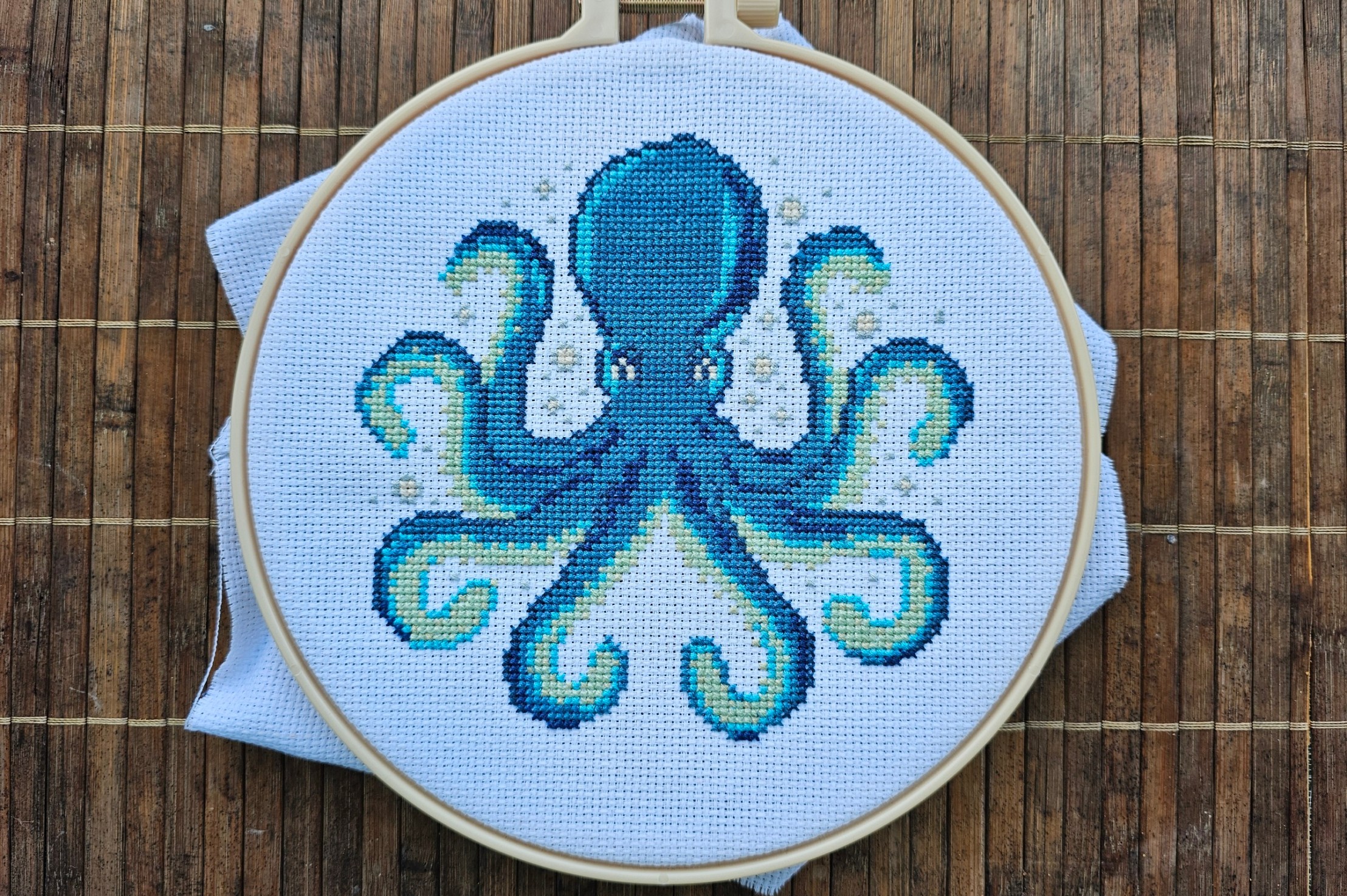 DIY Cross Stitch Kit – Blue Octopus – Alphe's Corner