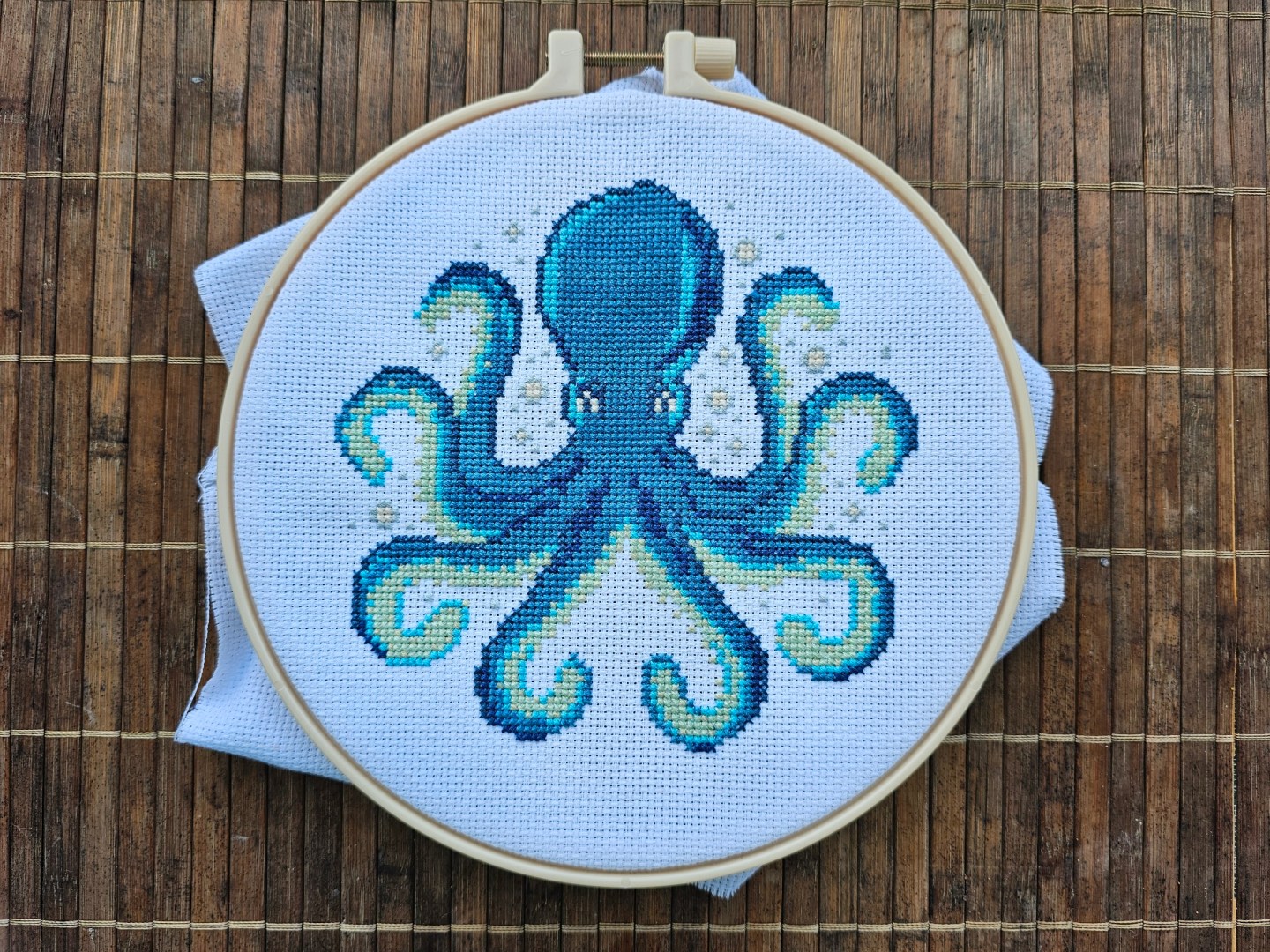 DIY Cross Stitch Kit – Blue Octopus – Alphe's Corner