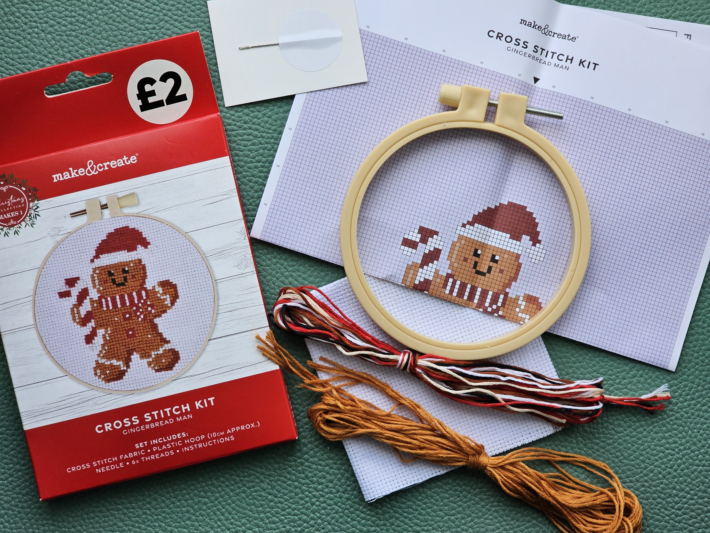DIY Mini Cross Stitch Kit – Gingerbread Man – Christmas Crafts – Alphe ...